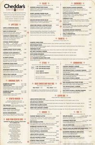 Cheddars Menu 2025 - Restaurant Menu with Prices